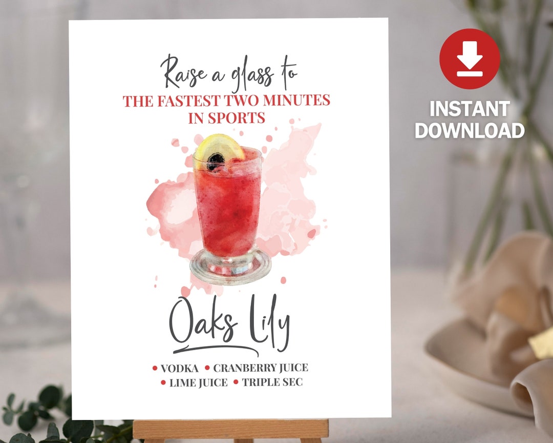 Oaks Lily Drink Party Sign, Oaks Lily Bar Sign, Kentucky Derby Bar ...