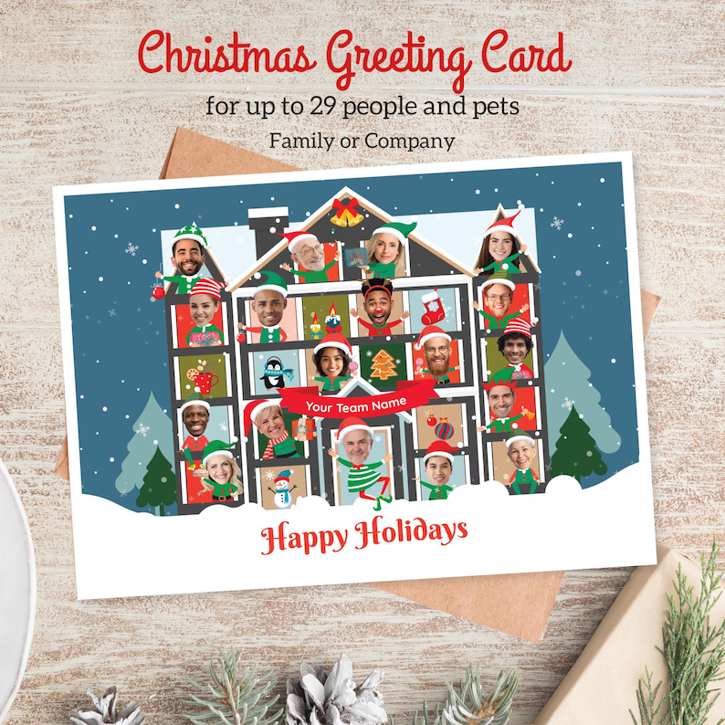 Funny Christmas Greeting Card, Personalized Holiday Photo Postcard, Big ...