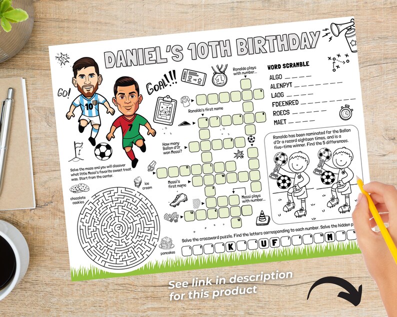 Kylian Mbappe Themed Birthday Activity Page, Kids Soccer Games Sheet ...