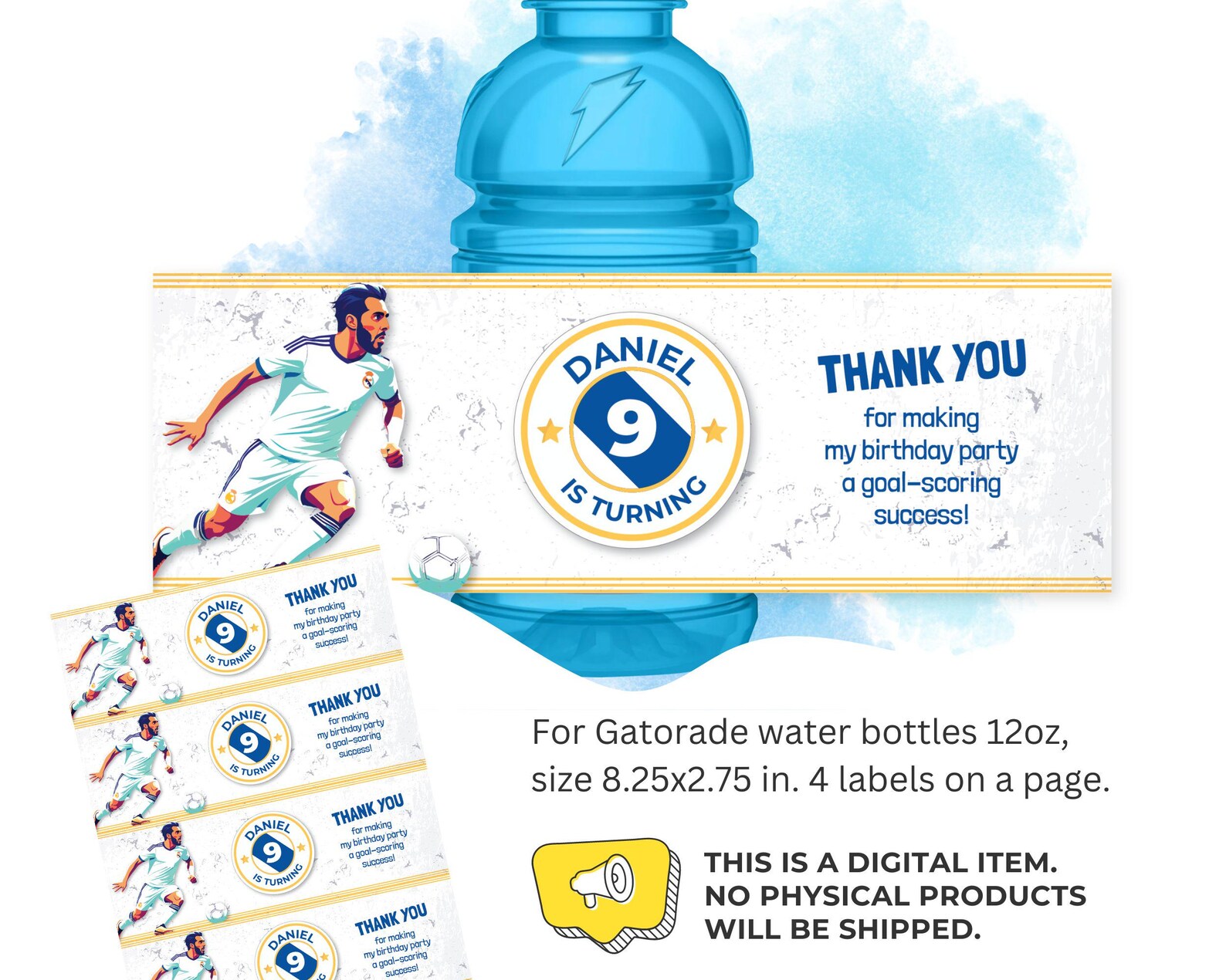 Soccer Water Bottle Labels, Soccer Gatorade Labels, Soccer Birthday ...