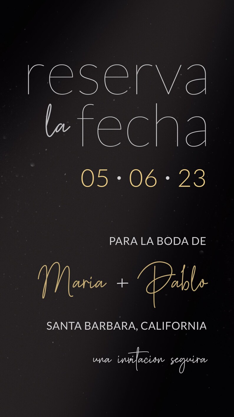 Reserva La Fecha Video Invitation, Minimal Digital Custom E Wedding ...