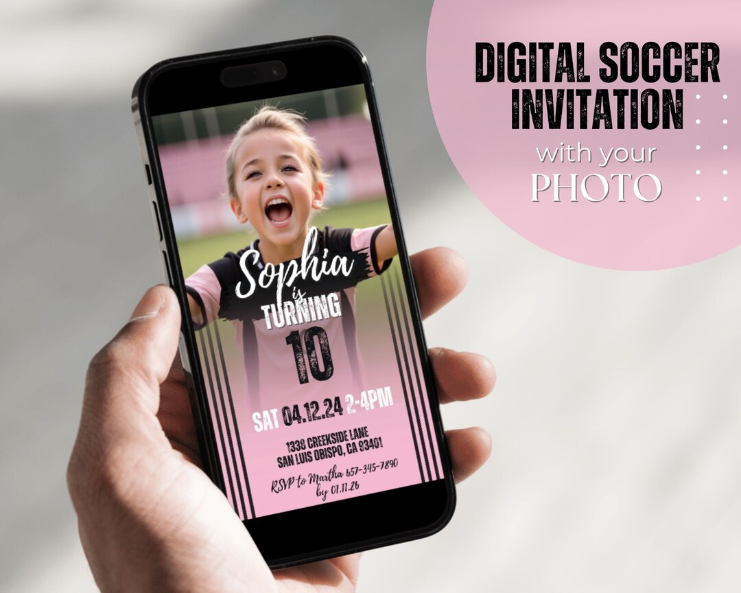 Soccer Birthday Invitation With Photo, Soccer Electronic Invite ...