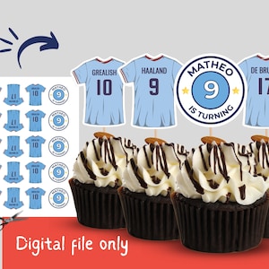 Soccer Jersey Cupcake Toppers, Soccer Birthday Cupcake Toppers, Soccer ...