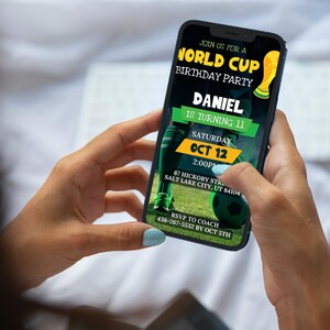 Soccer World Cup Digital Invitation, Electronic Birthday Party Invite ...