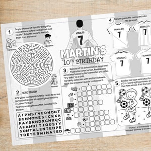Ronaldo Themed Birthday Activity Page, Soccer Activity Sheet ...