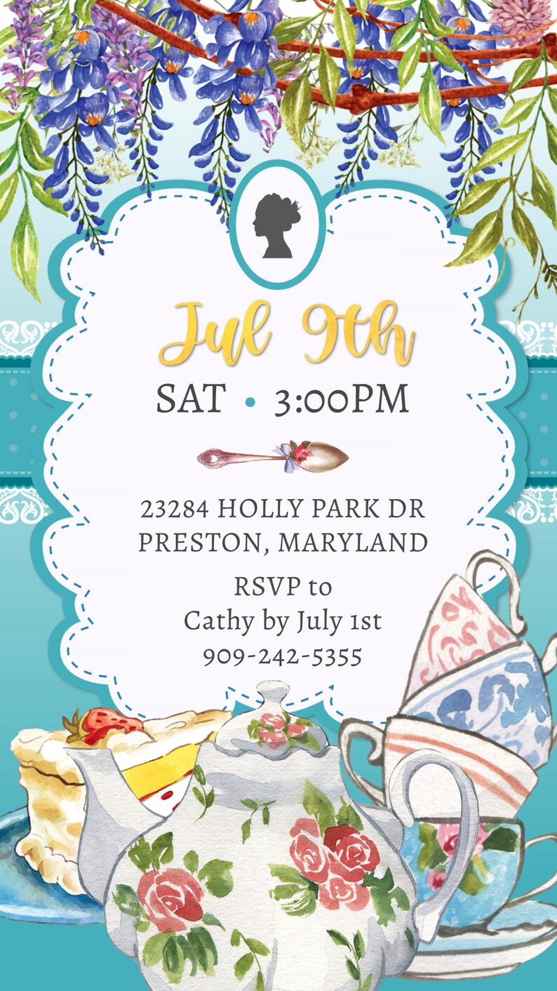 Regency Bridal Shower Video Invitation Tea Party Birthday - Etsy