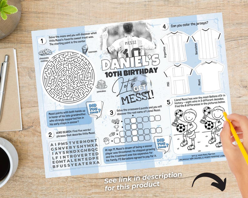 Kylian Mbappe Themed Birthday Activity Page, Kids Soccer Games Sheet ...