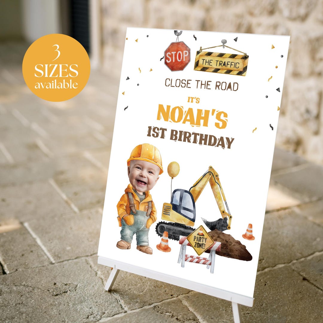 Construction Birthday Welcome Sign, Photo Dump Truck Party Editable ...