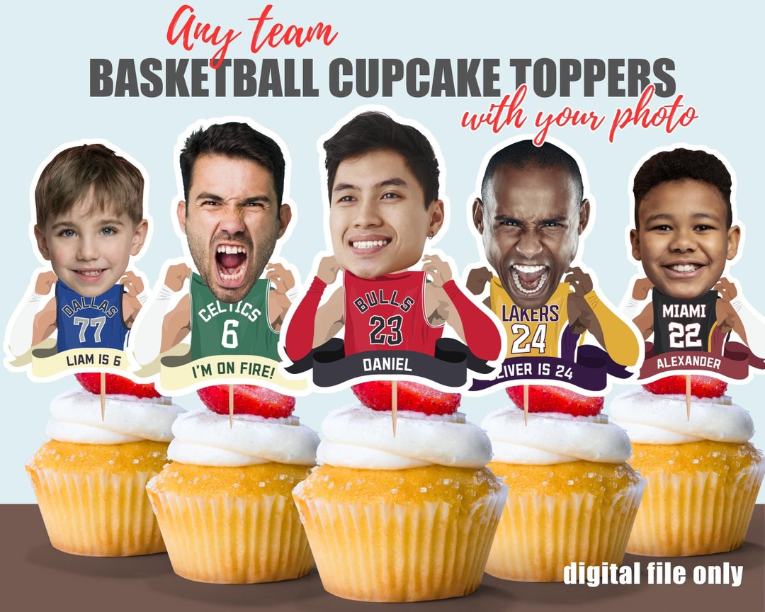 Basketball Player Cupcake Toppers With Photo, Basketball Player ...