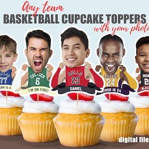 Basketball Player Cupcake Toppers With Photo, Basketball Player ...