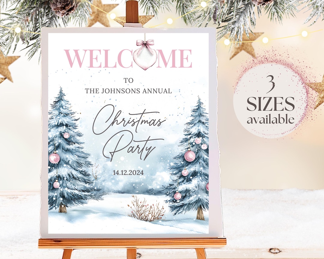 Christmas Party Welcome Sign, Printable Holiday Editable Template ...