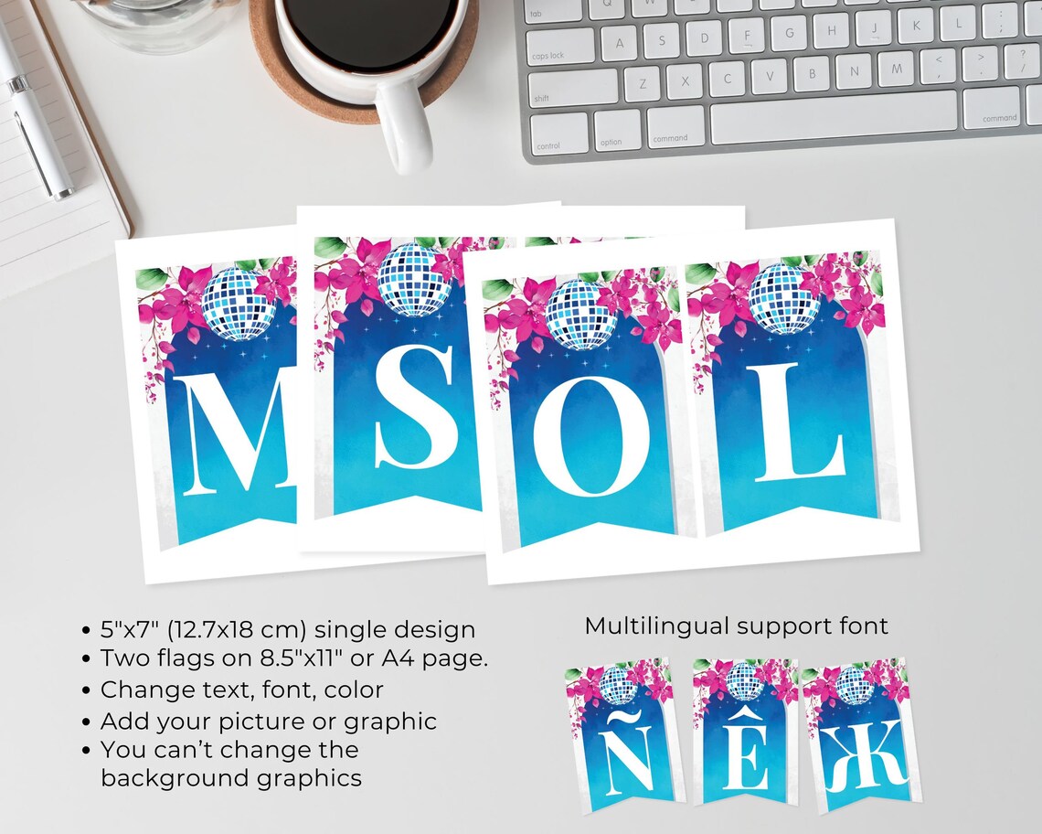 Mediterranean Banner Template, Greece Theme Editable Bunting, Custom ...