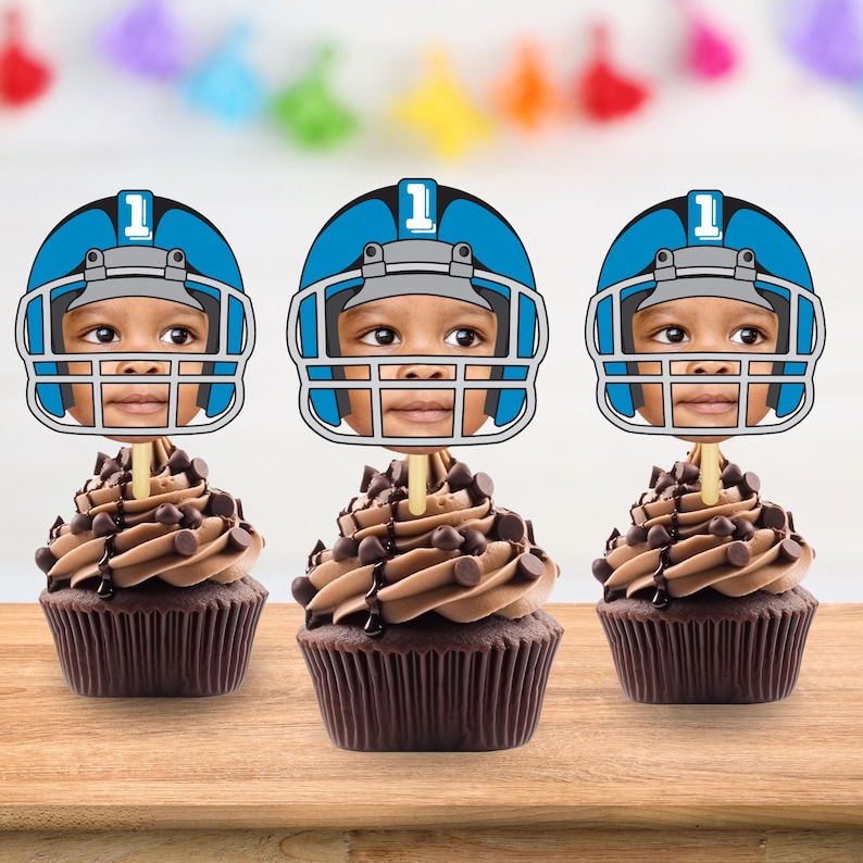 American Football Cupcake Topper Template, Helmet Photo Birthday ...