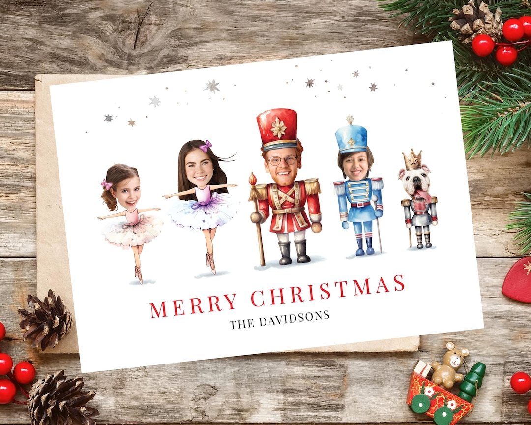 Funny Photo Christmas Greeting Card, Nutcracker & Ballerina Family or ...