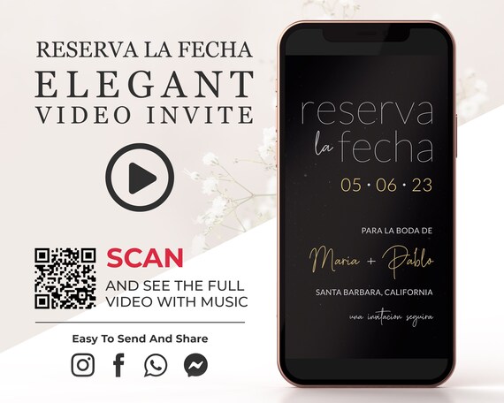 Reserva La Fecha Video Invitation Minimal Digital Custom E - Etsy