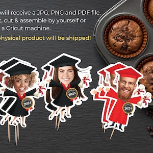 Graduation Cupcake Toppers With Photo, Class of 2024 Cupcake Toppers ...