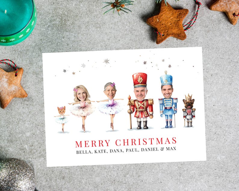 Funny Photo Christmas Greeting Card, Nutcracker & Ballerina Family or ...