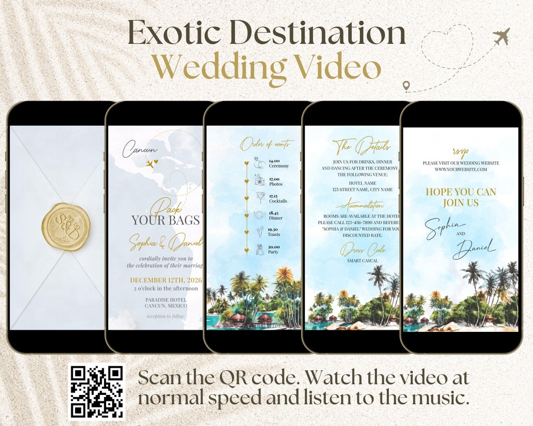 Destination Wedding Video Invitation, World Map Digital Wedding Invite ...