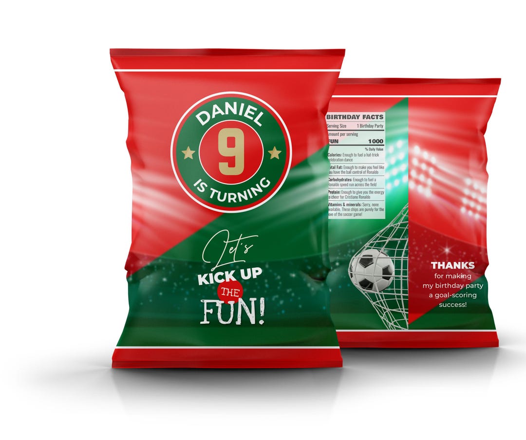 Soccer Chip Bag Editable Template, Birthday Party Chip Bag, Soccer ...