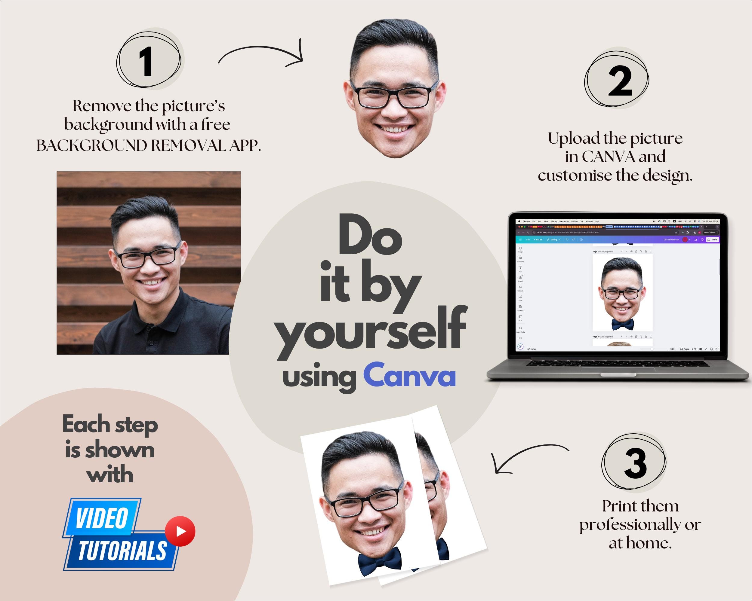 DIY Big Face on a Stick Canva Template, Tie Bow Bachelorette Head ...