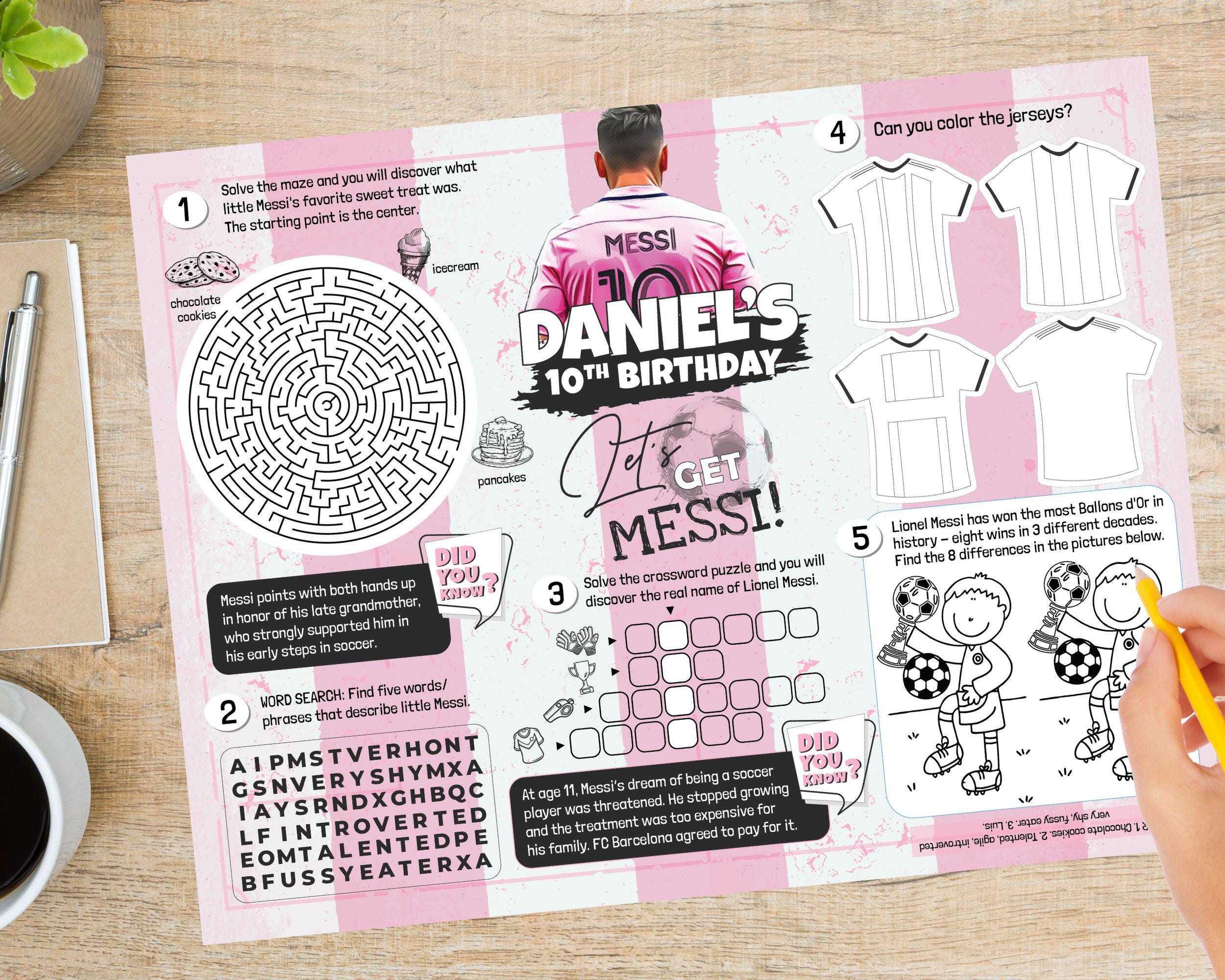 Messi Themed Birthday Activity Page Editable Template, Soccer Activity ...