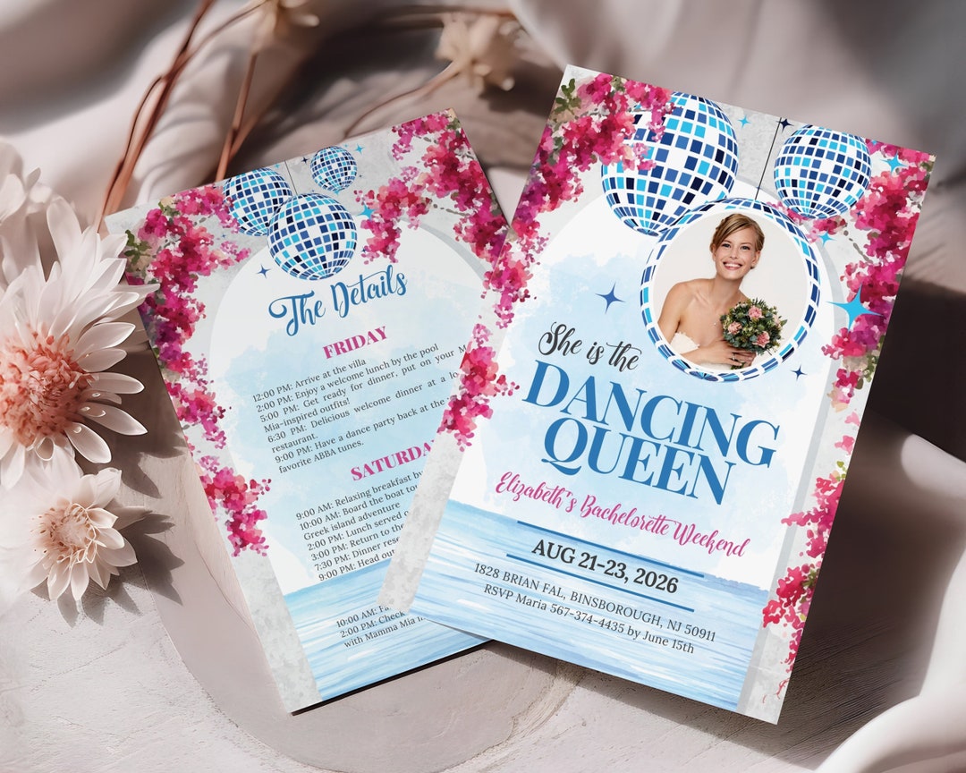 Dancing Queen Invitation Template With Photo, Mediterranean ...