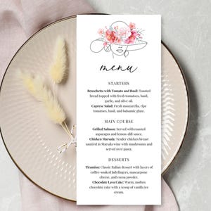 Kentucky Derby Menu Card Template, Derby Hat Party Menu List Editable ...