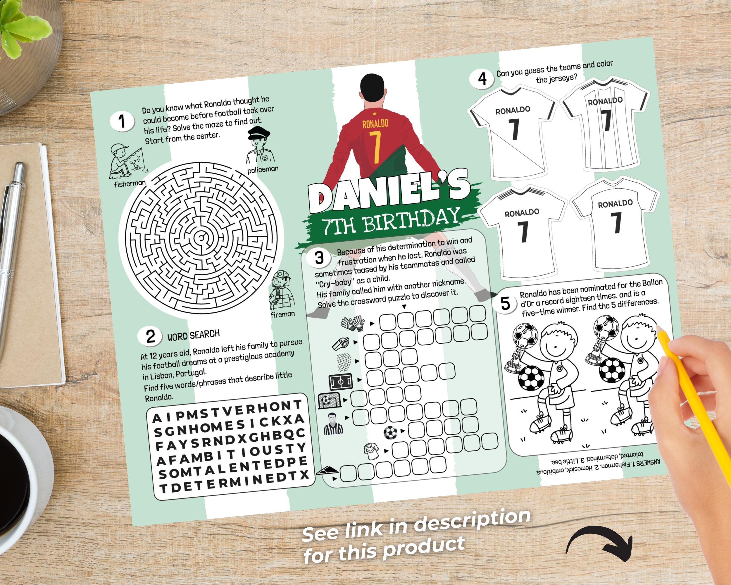 Kylian Mbappe Themed Birthday Activity Page, Kids Soccer Games Sheet ...
