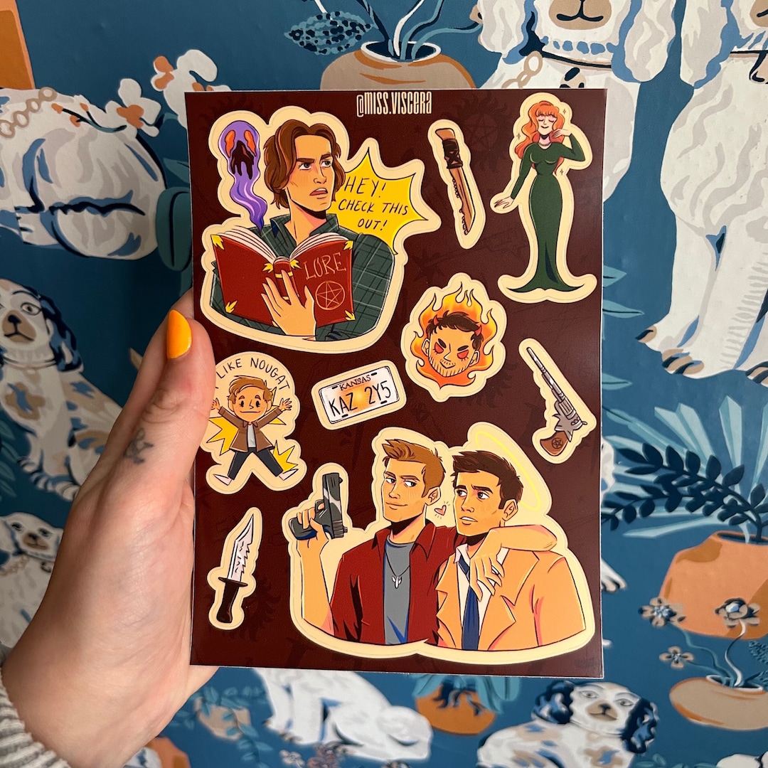 Supernatural Sticker Sheet, Cute + Durable Original Vinyl Sam, Dean and ...