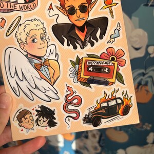 Good Omens Sticker Sheet, Cute Durable Original Vinyl Crowley ...