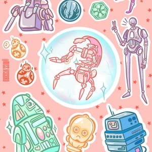 Star Wars Droids Sticker Sheet, Cute + Durable Original Vinyl Star Wars ...