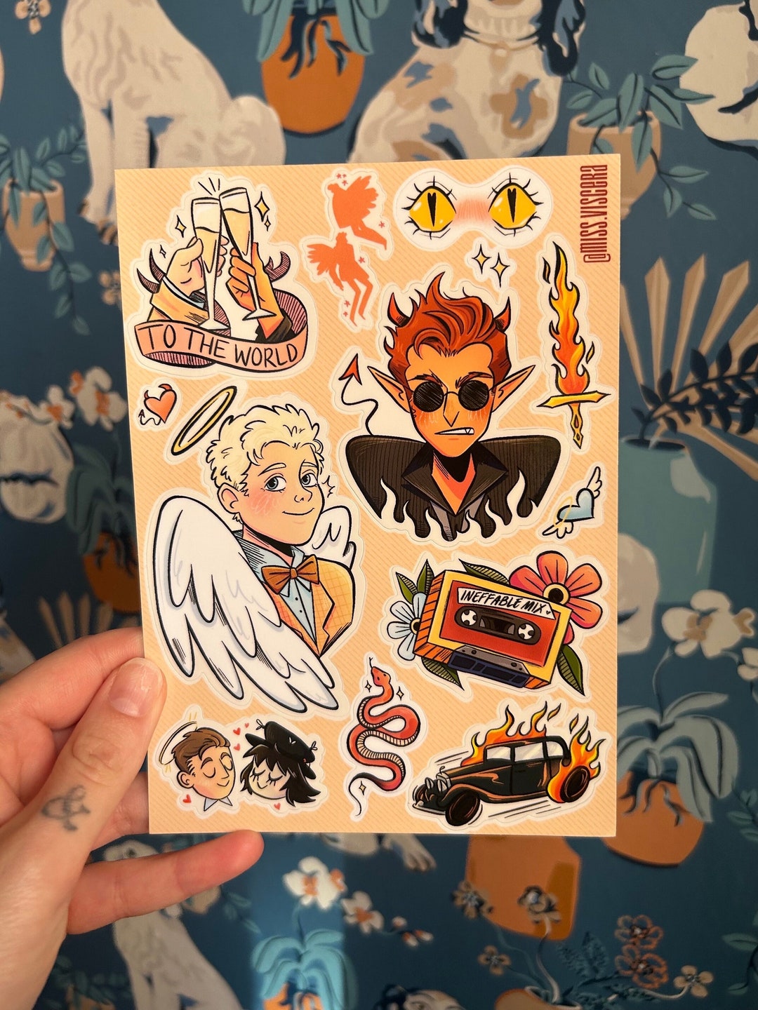 Good Omens Sticker Sheet, Cute Durable Original Vinyl Crowley ...