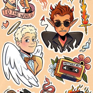 Good Omens Sticker Sheet, Cute Durable Original Vinyl Crowley ...