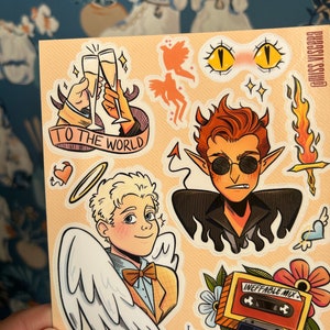 Good Omens Sticker Sheet, Cute Durable Original Vinyl Crowley ...