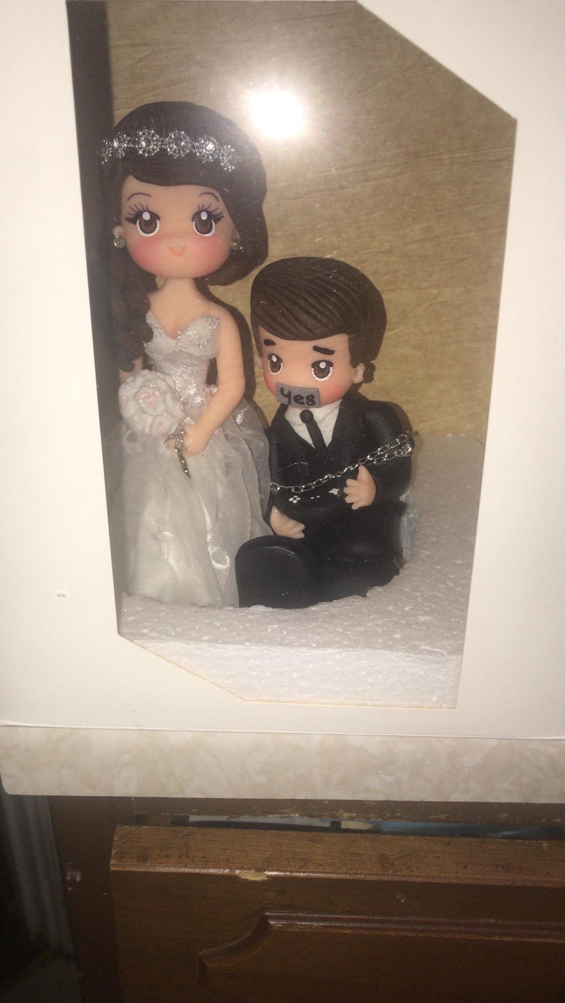Humorous Bride Groom Cake Topper – "she Has the Key" Clay Figurine ...