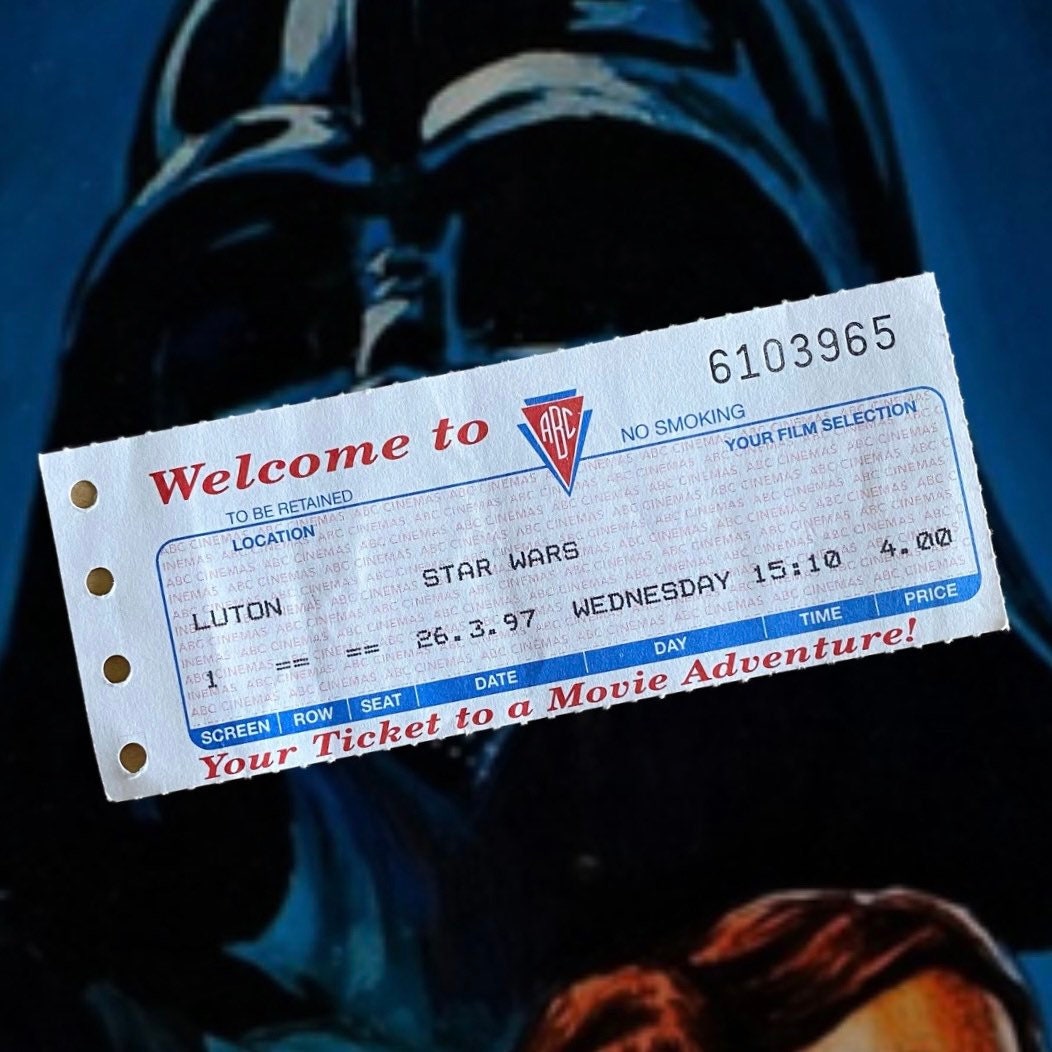 Star Wars Cinema Ticket / ABC Cinema Stub / Movie Ticket / Cinema ...
