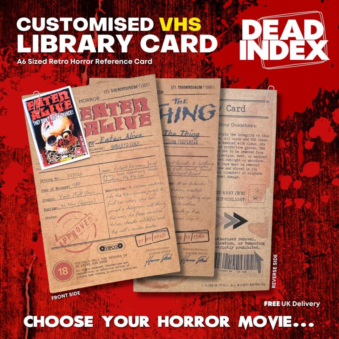 Dead Index Customised VHS Library Card / Display Card / Horror ...