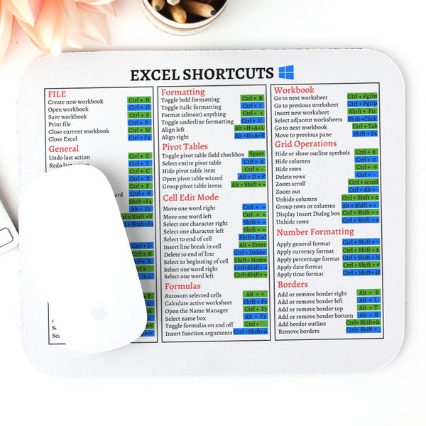 Excel Shortcut Mouse Pad - Etsy UK Excel Shortcut Mouse Pad - Etsy UK