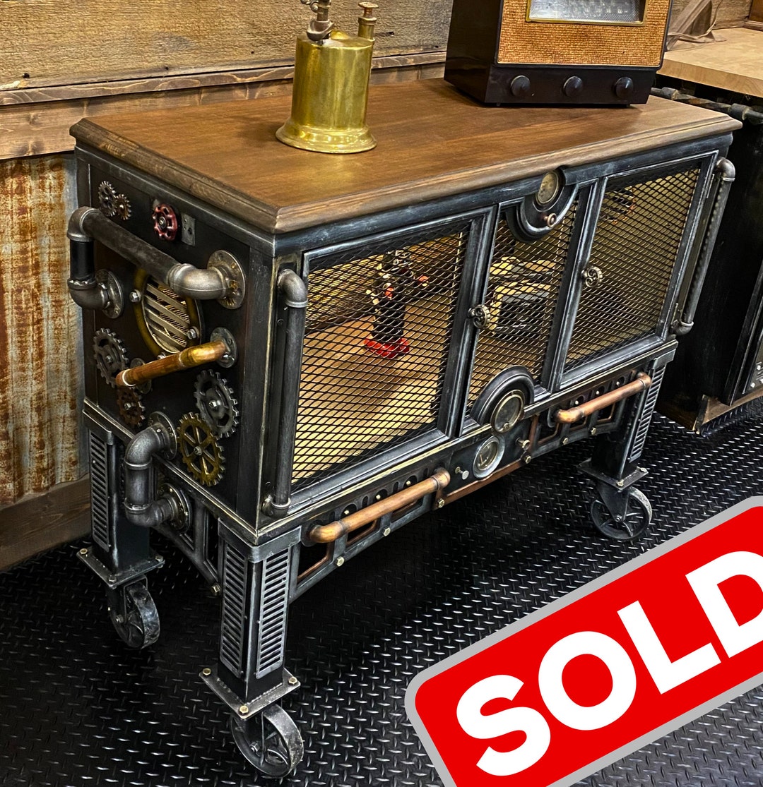 Update: SOLD!! Steampunk Industrail Furniture Display Console - Etsy
