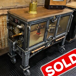 Update: SOLD!! Steampunk Industrail Furniture Display Console - Etsy