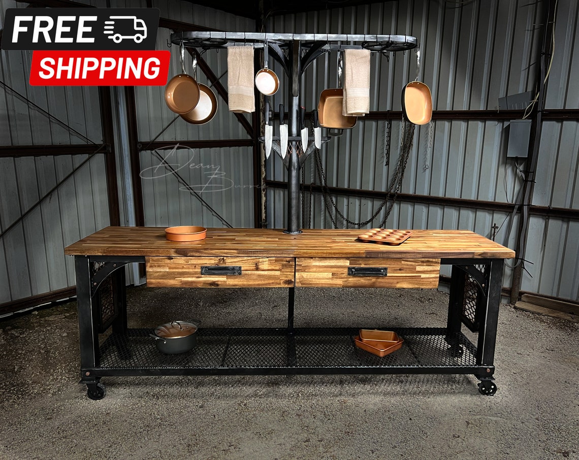UPDATE: SOLD Industrial Steampunk Furniture// Kitchen Island // Prep-table - Etsy