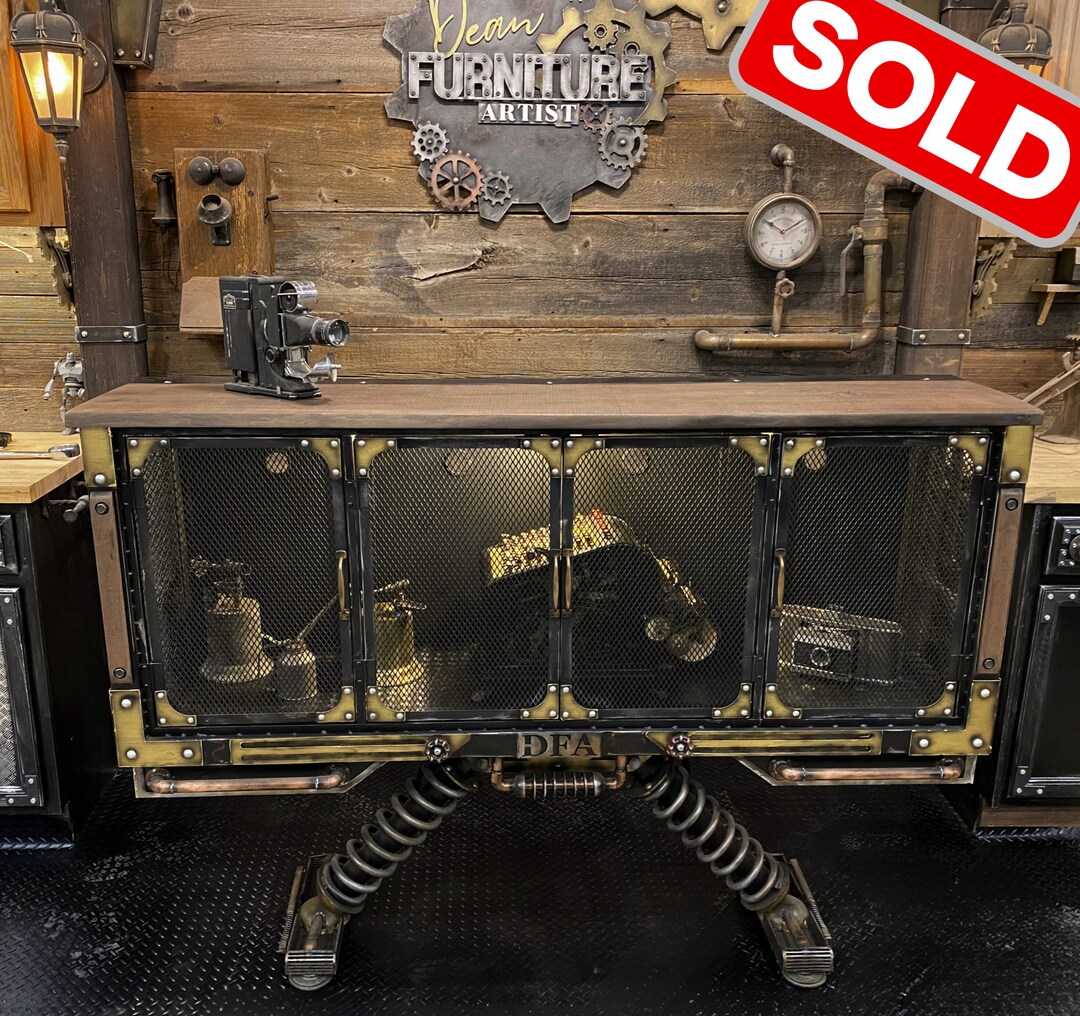 Update: SOLD Industrial Furniture Steampunk Display Console - Etsy