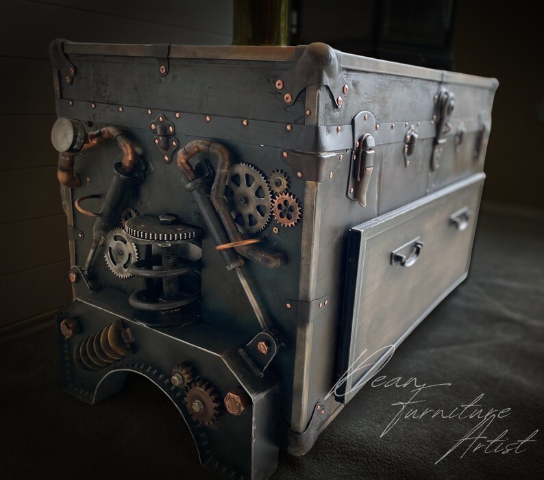 Update: SOLD Industrial Steampunk Furniture// Steamer Trunk - Etsy