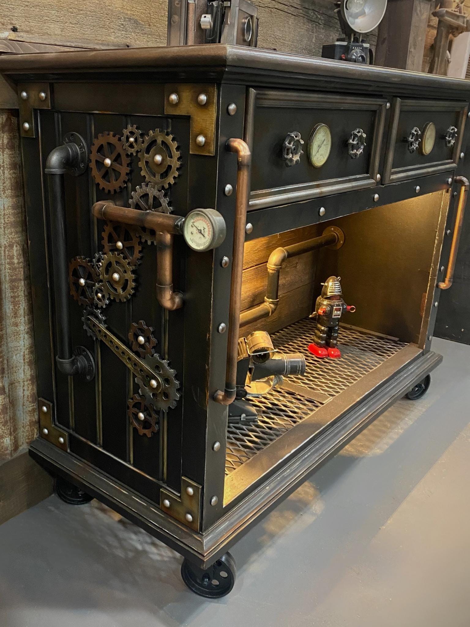 Steampunk Console Industrial Furniture - Etsy