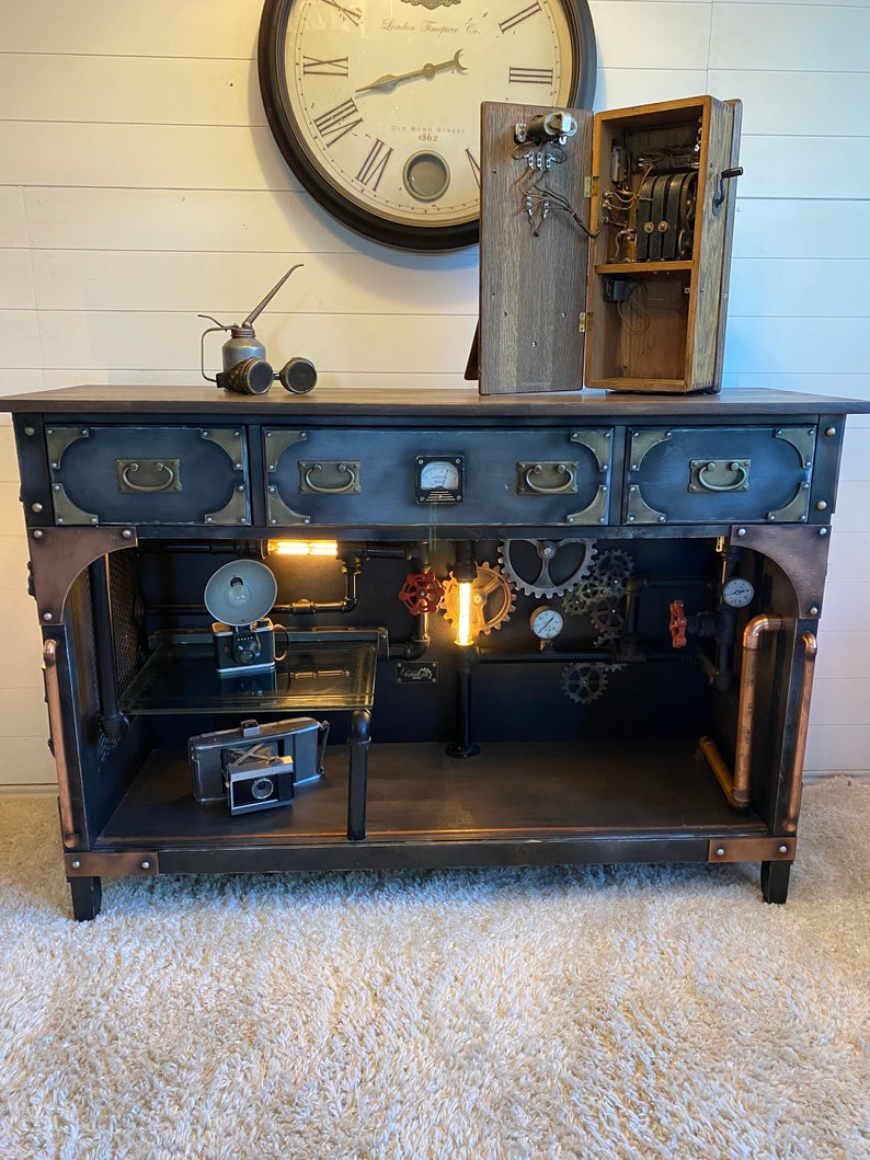 Update: SOLD!! Industrial Steampunk Furniture // Console / TV Stand ...