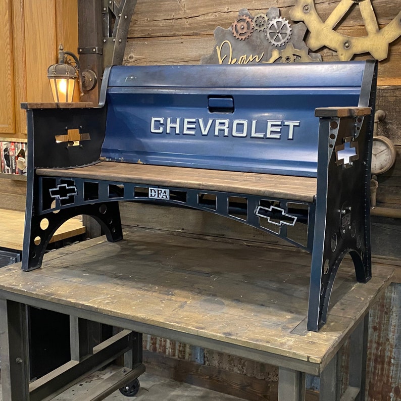 UPDATE: SOLD!! Industrial Furniture Chevrolet Tailgate Bench - Etsy