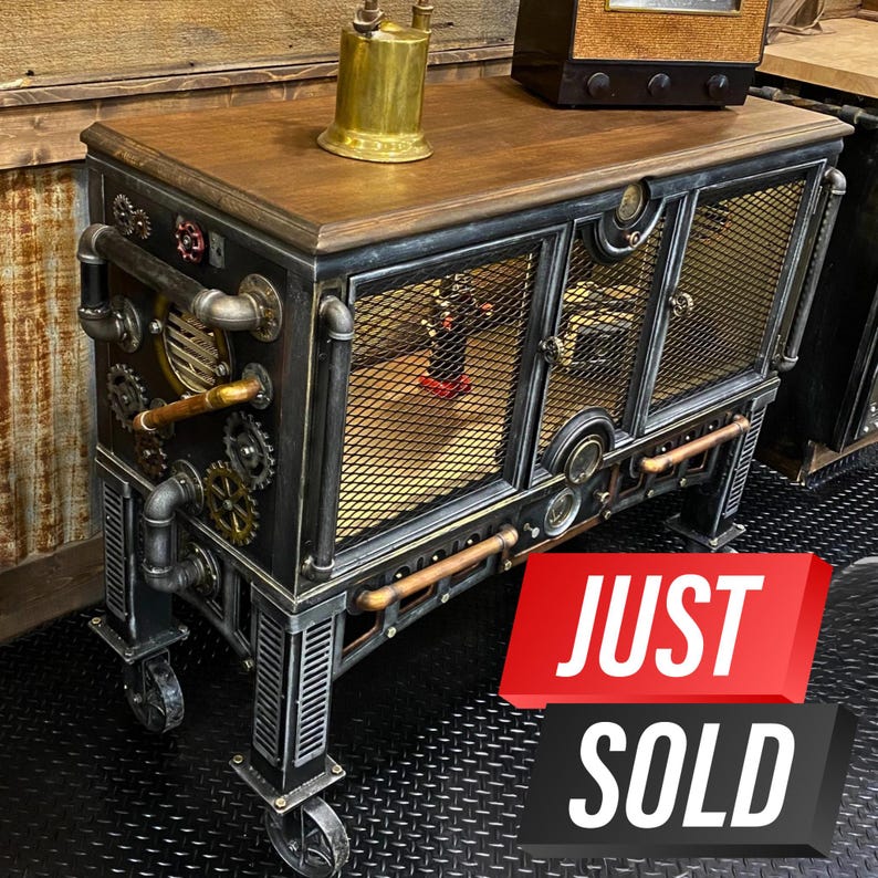 Update: SOLD!! Steampunk Industrail Furniture Display Console - Etsy