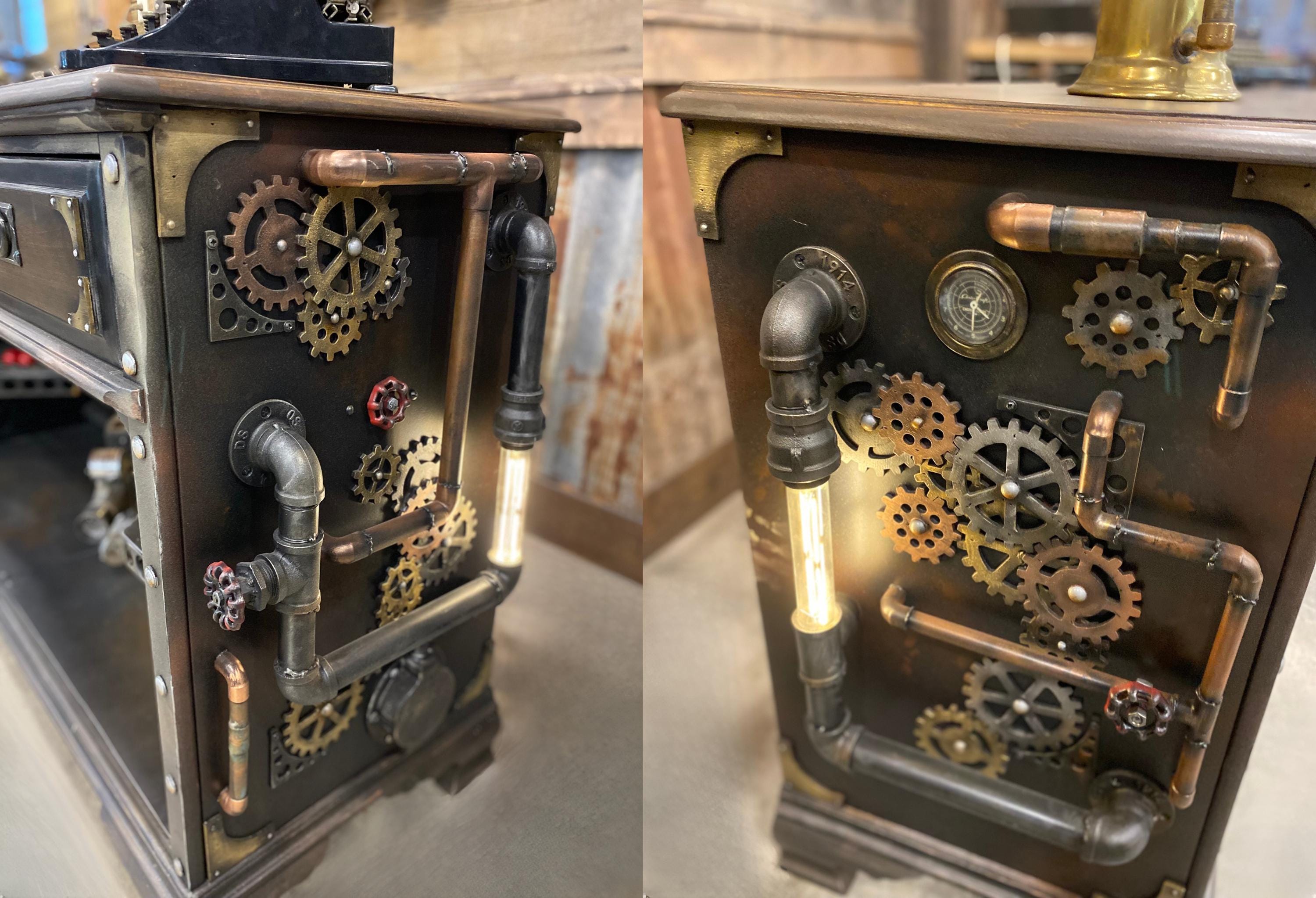 Update: SOLD!! Industrial Furniture Steampunk Steamer Trunk - Etsy