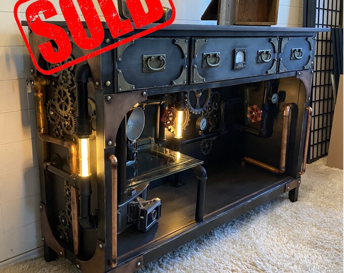 Update: SOLD Industrial Steampunk Furniture // Console / TV Stand ...