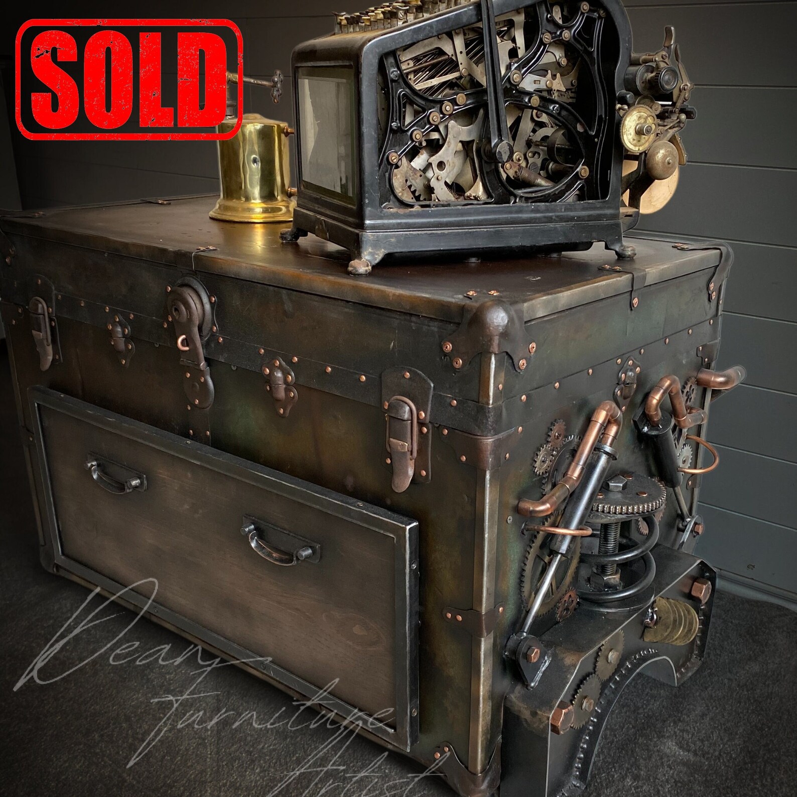 Update: SOLD Industrial Steampunk Furniture// Steamer Trunk - Etsy